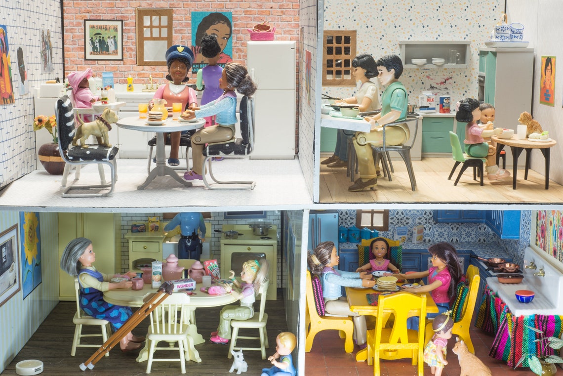 A Diorama About Putting Food on the Table. Four Cultures Are Depicted ...