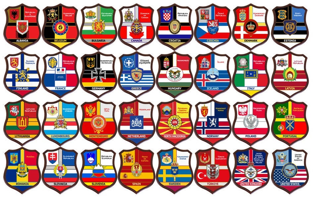 NATO Member States Flags Pack With Coat of Arms on Shields - Etsy