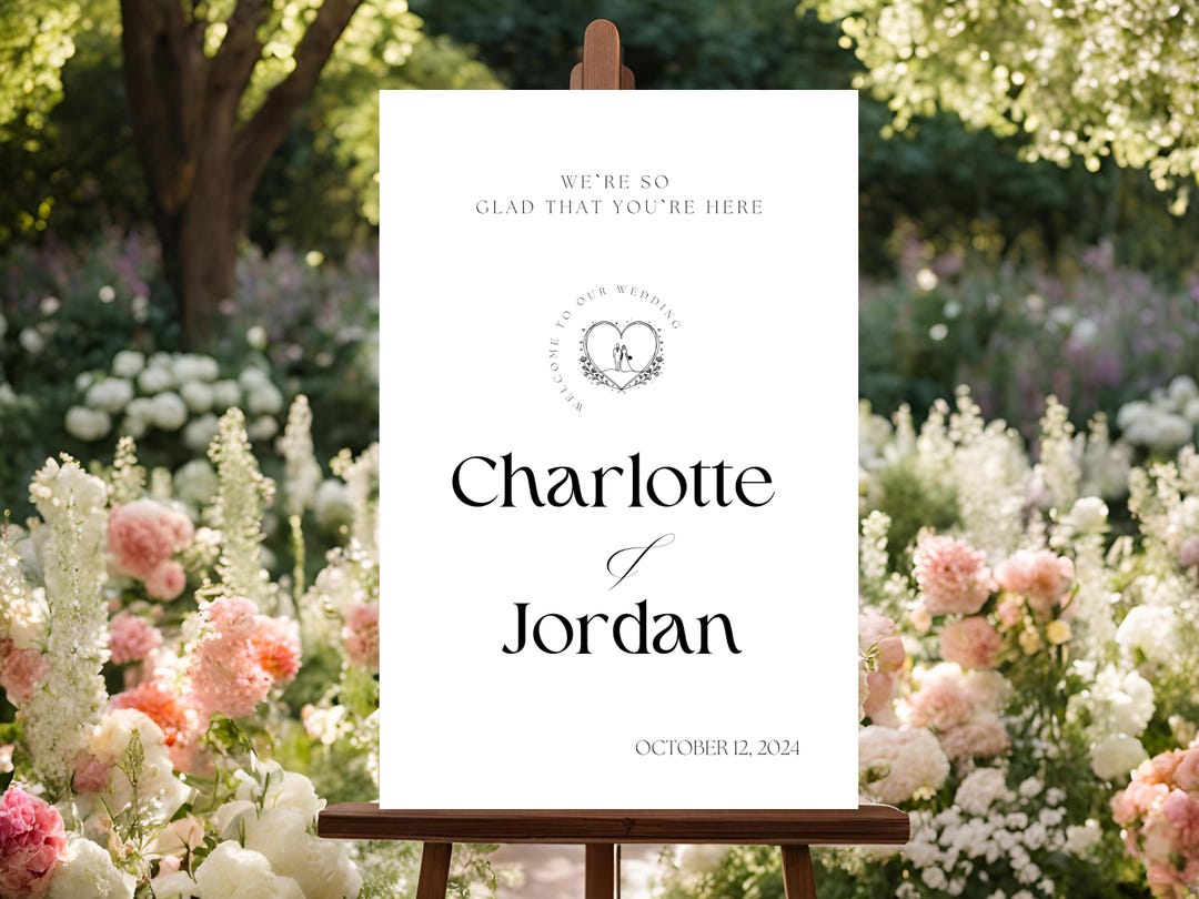 We're so Glad You're Here Welcome Sign, Modern Wedding Entrance Poster ...