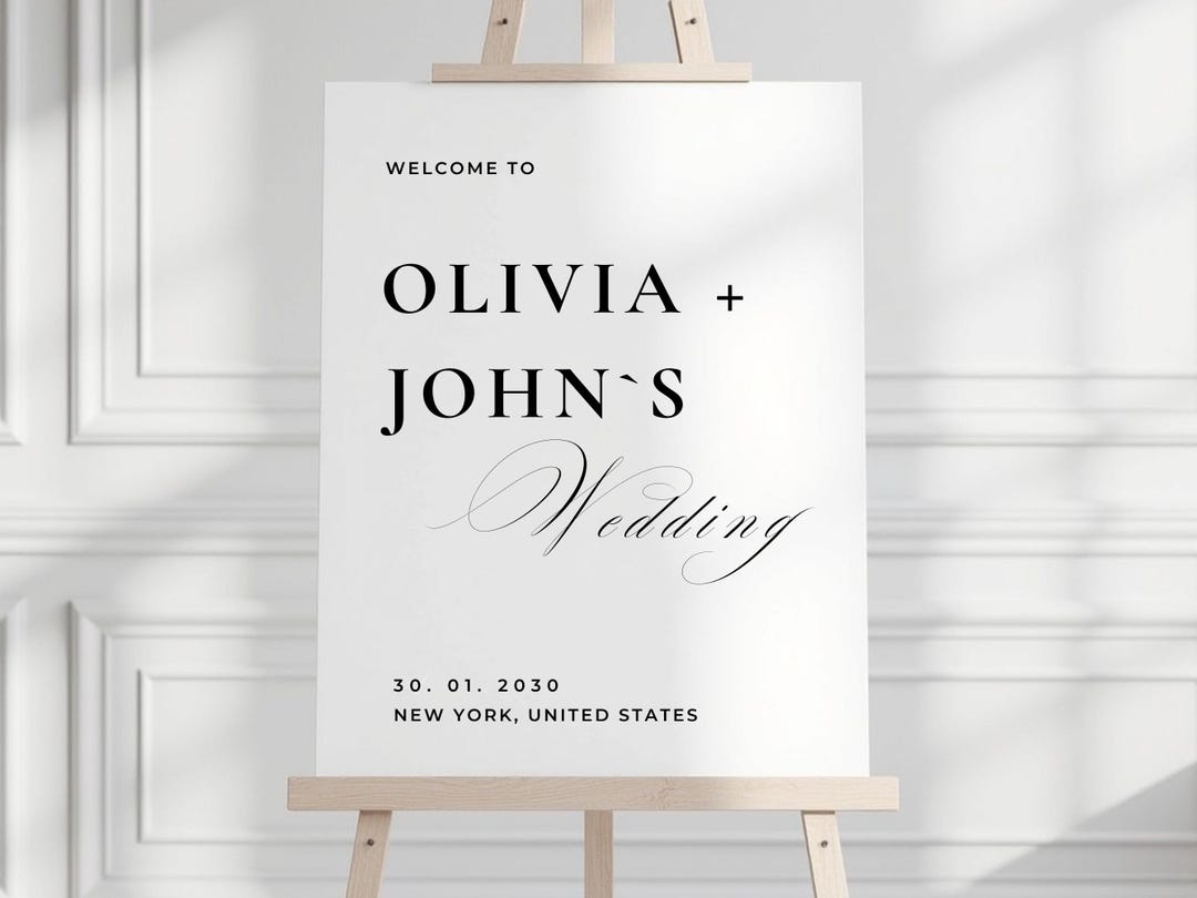 Editable Modern Wedding Welcome Sign, Wedding Reception Poster, Wedding ...