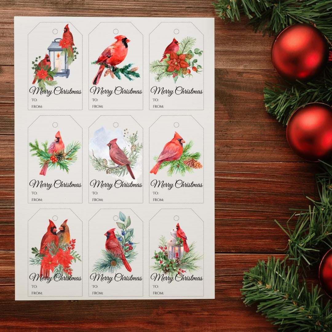Cardinal Christmas Gift Tags | Instant Digital Download | Printable ...