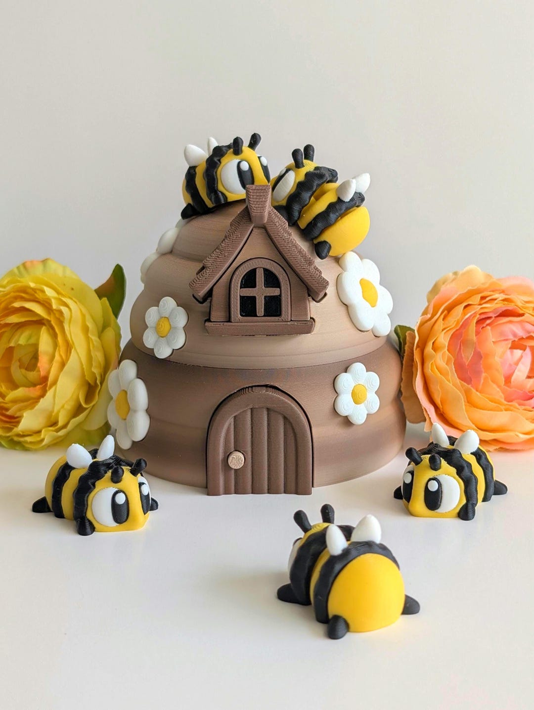 Cute Bee and Beehive Set 3D Printed Cottagecore Decor Baby Bee Desk Pet ...