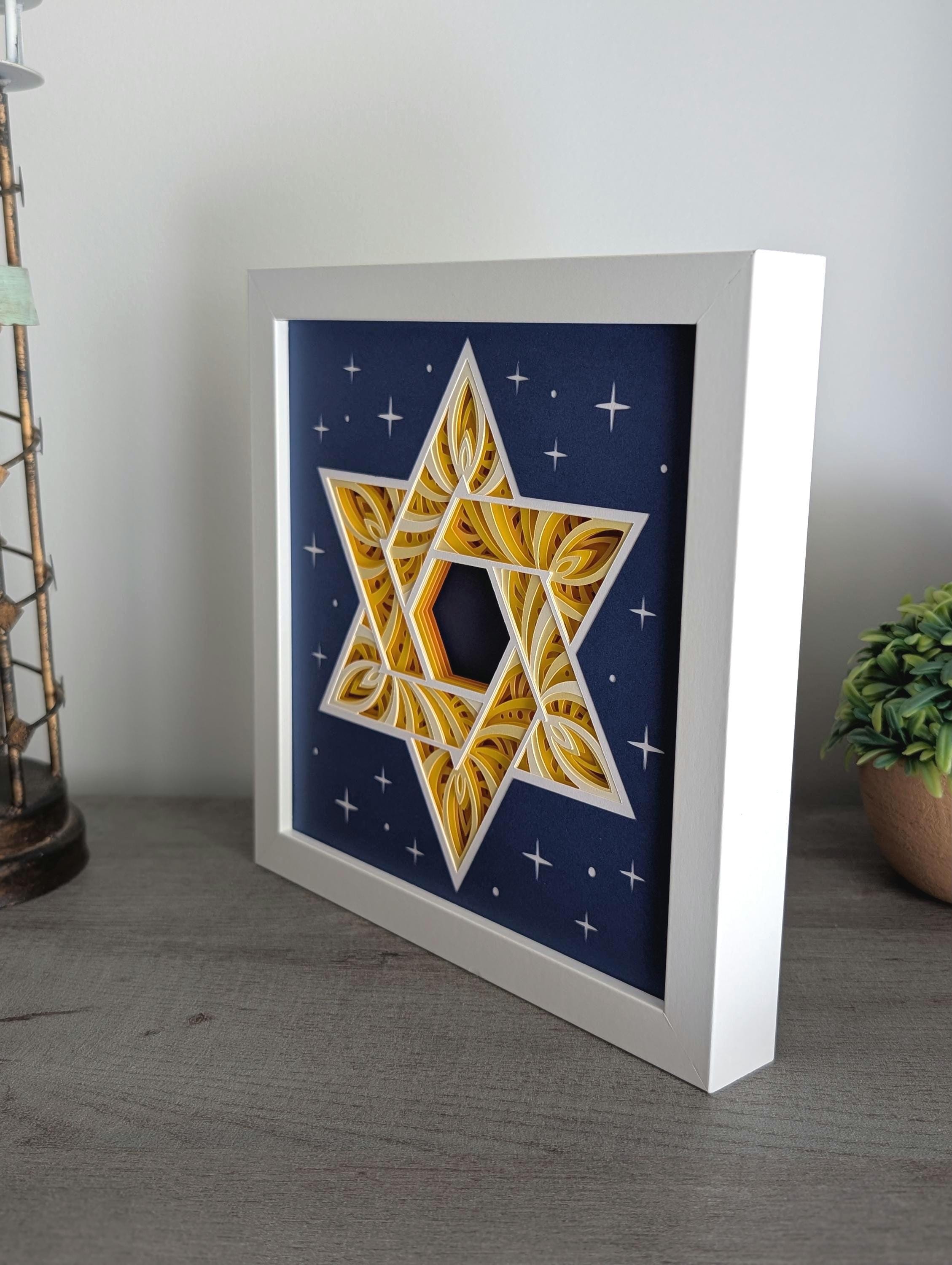 Layered Star of David Shadow Box, 3D Paper Cut Art, Jewish Wedding ...