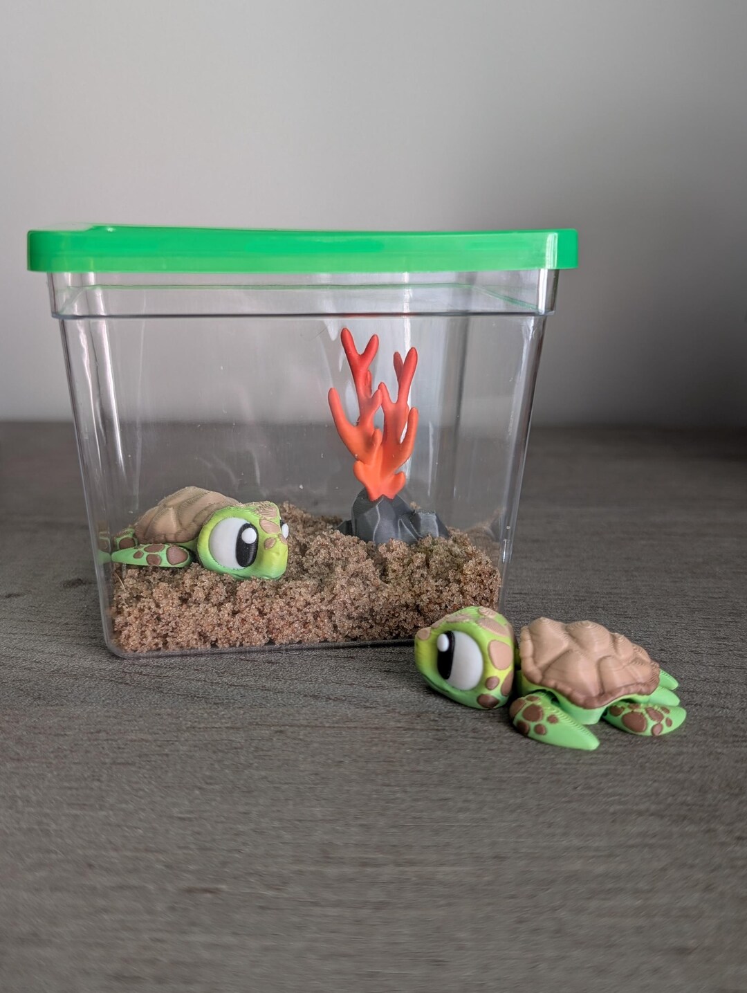 Sea Turtle Desk Pet, 3D Printed Desk Accessory, Mini Tank Aquarium Kit ...