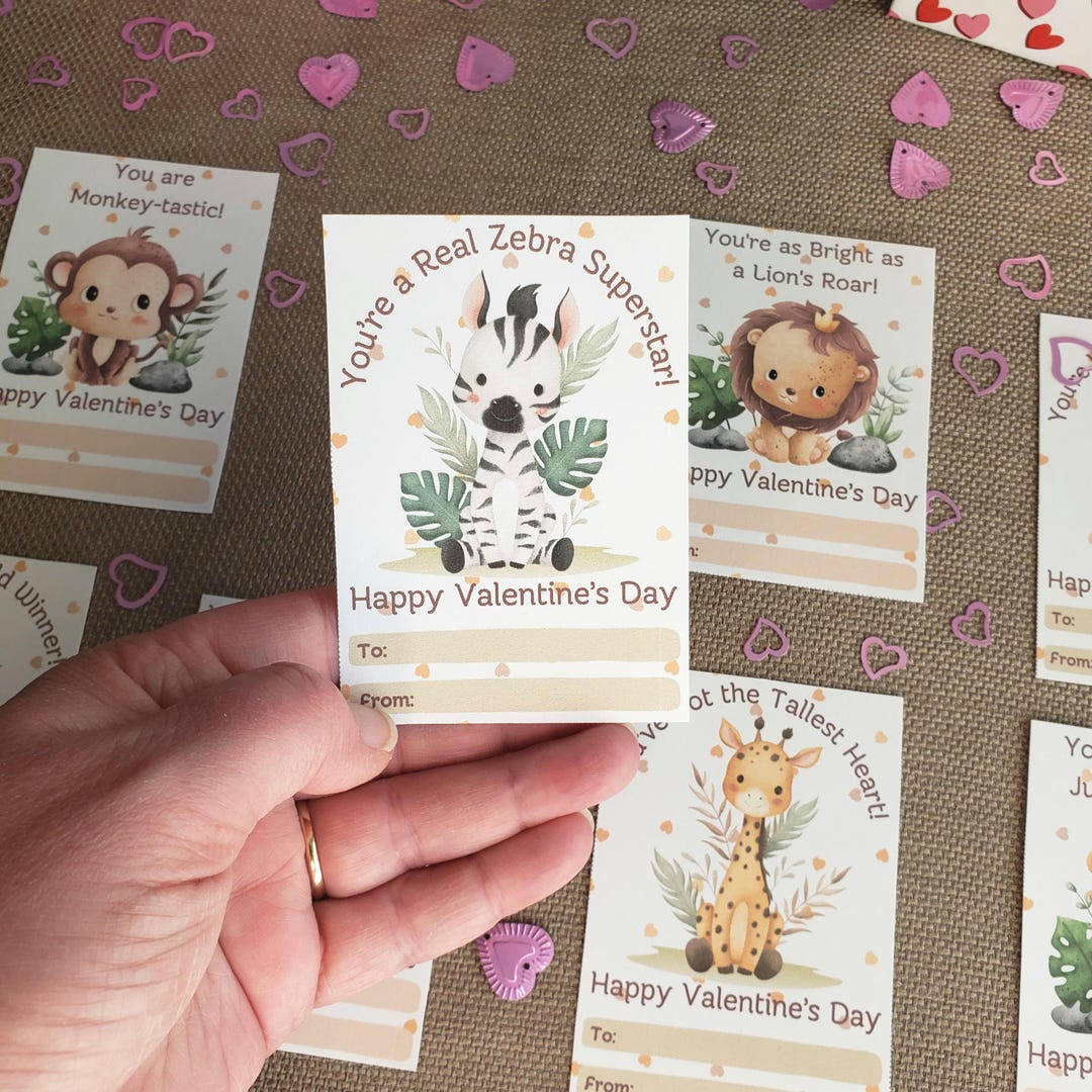 Cute Baby Zoo Animal Valentine's Day Cards for Kids | Fun Printable ...
