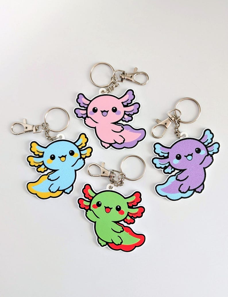 Axolotl Keychain Bag Charm, Kawaii 3D Printed Salamander, Accessory ...