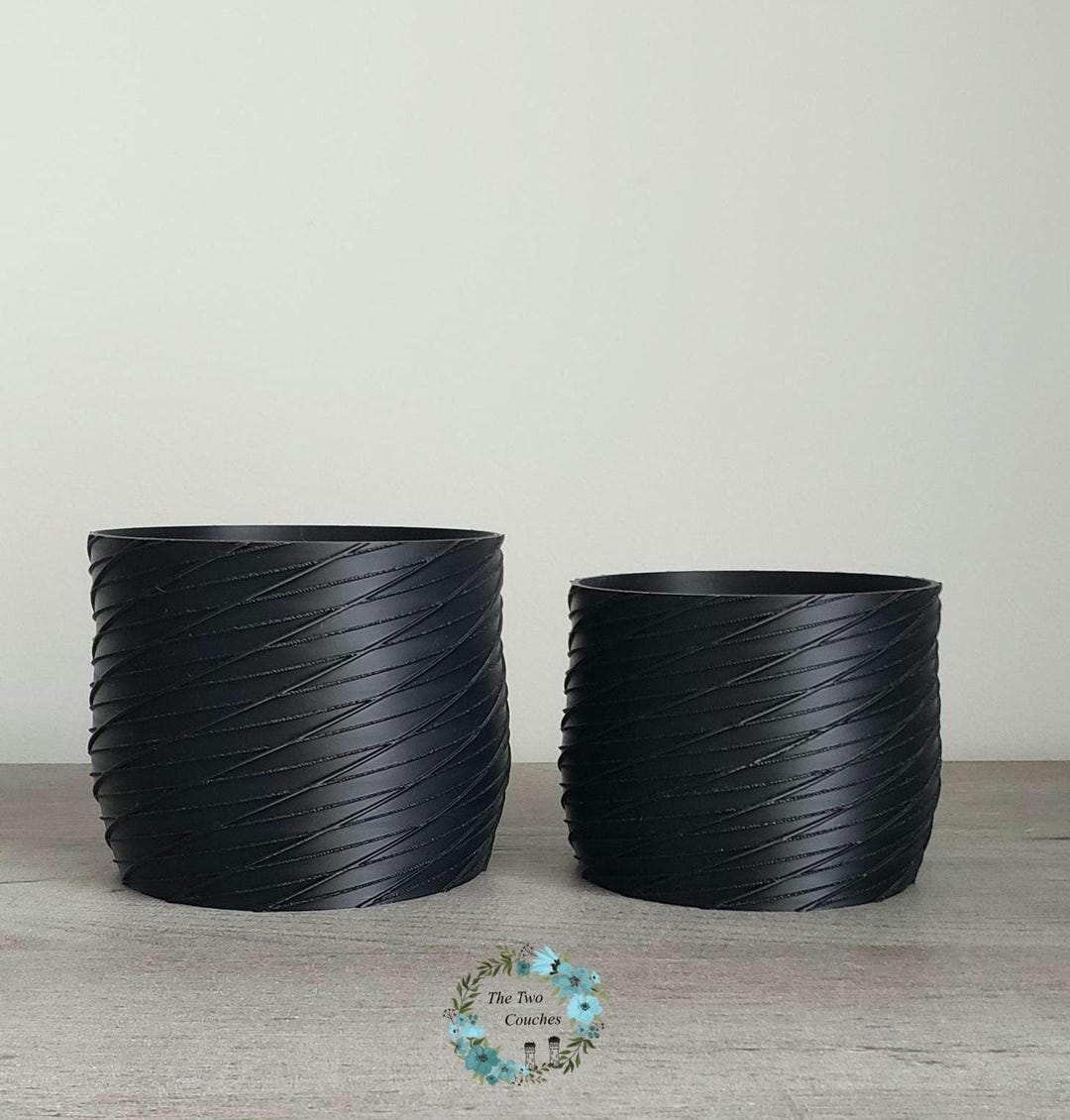 Dark Obsidian 3D Printed Planter Pot Styled Vase Set of 2 Gothic ...