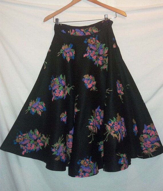 1950s printed wool felt - Gem