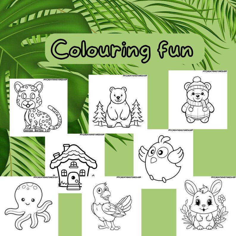 Cute Colouring Pages for Kids ,100 Pages, Printable Instant Digital ...