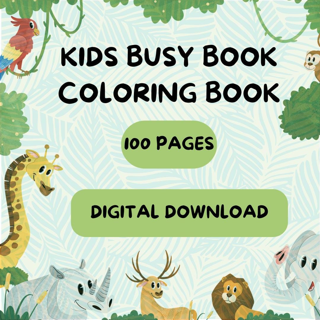 Cute Colouring Pages for Kids ,100 Pages, Printable Instant Digital ...