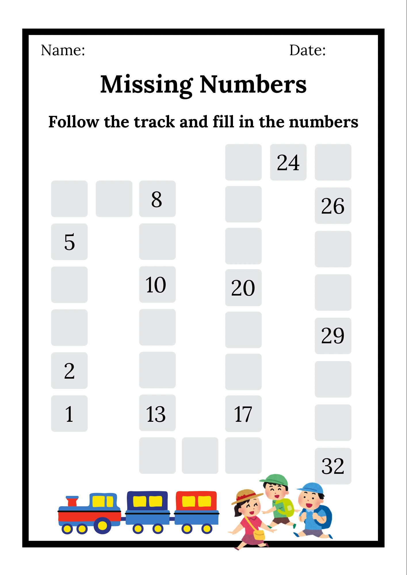 10 Printable Additition Fill in the Blanks Worksheets numbers 1-20 for ...