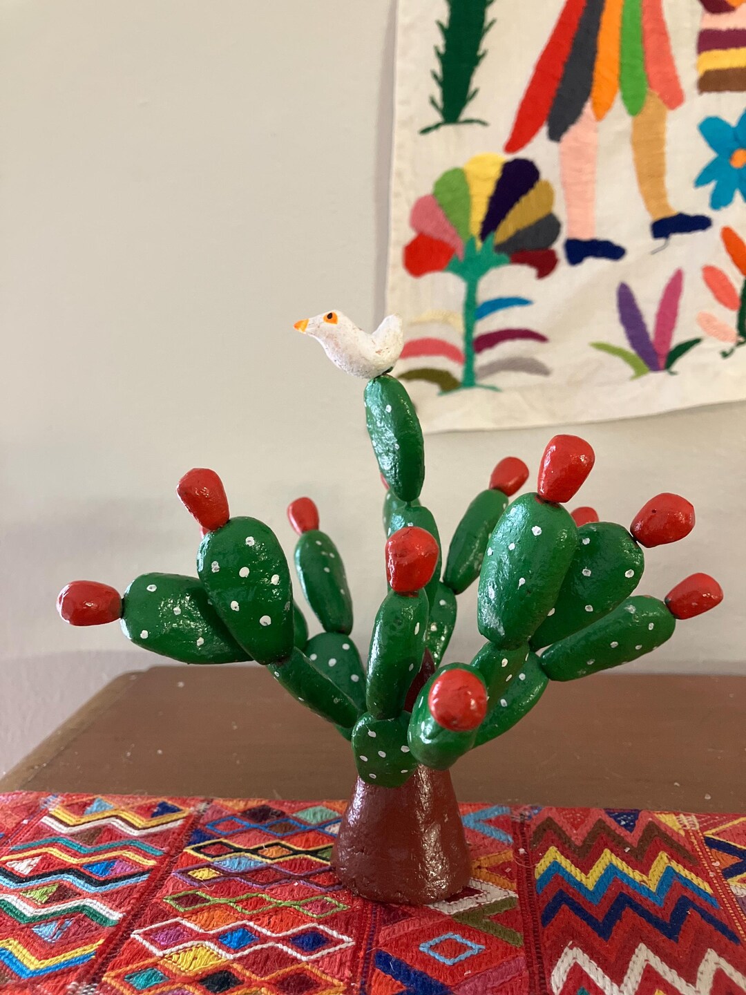 Small - Nopal Cactus With a Bird for Nacimiento Nativity Decor - Clay ...
