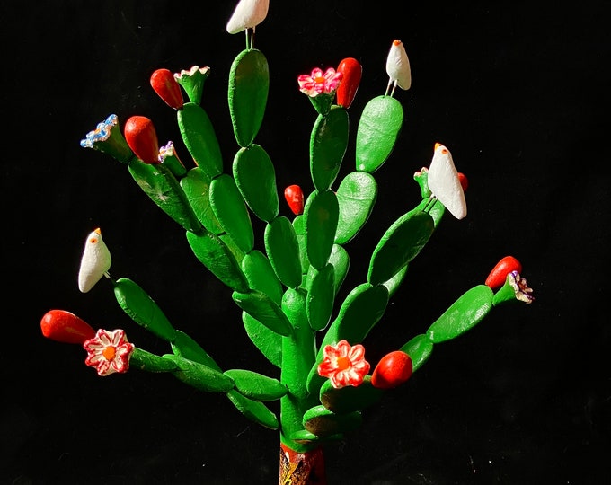 XL Nopal Cactus With Birds for Nacimiento Nativity Decor - Clay ...