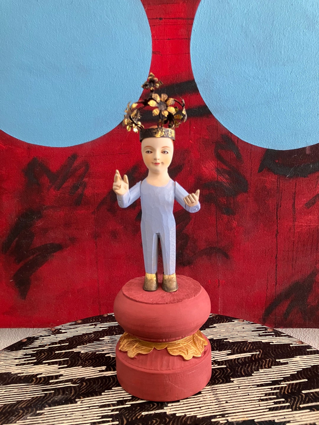 13 Hand Carved Wood Santo Niño Christ Child Santos With Glass Eyes ...