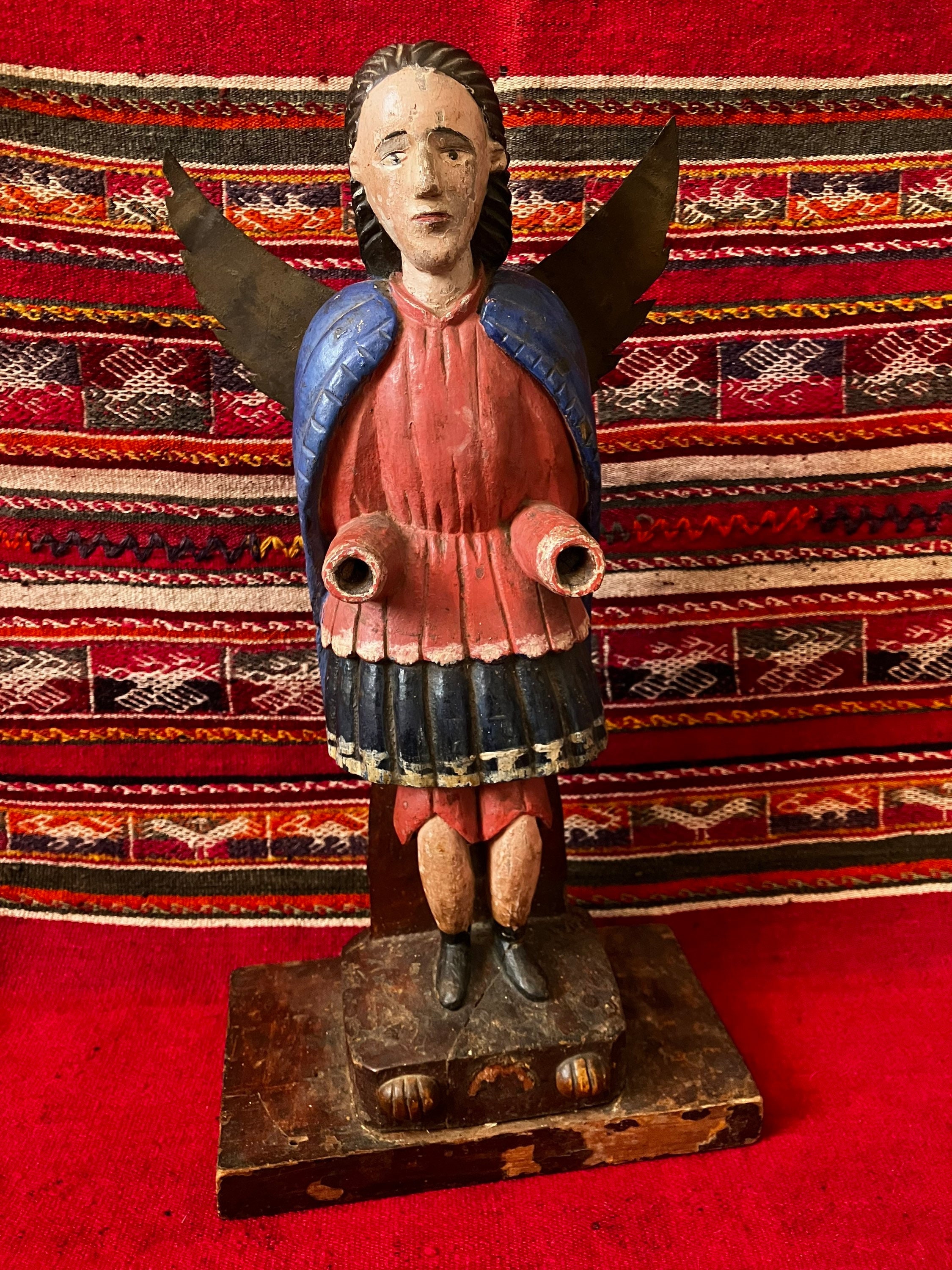 15” Antique 19th C. Carved Wood Santos Spanish Colonial - San Rafael ...
