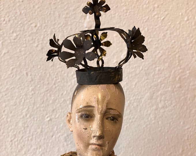 Small Metal Crown Diadem for Statues Santos Cage Dolls With 5 Flowers ...