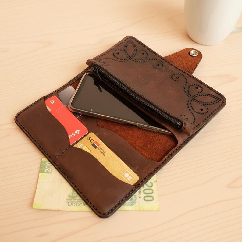 Long Leather Wallet Pattern PDF & SVG – Zipper Wallet Pattern for Hand ...