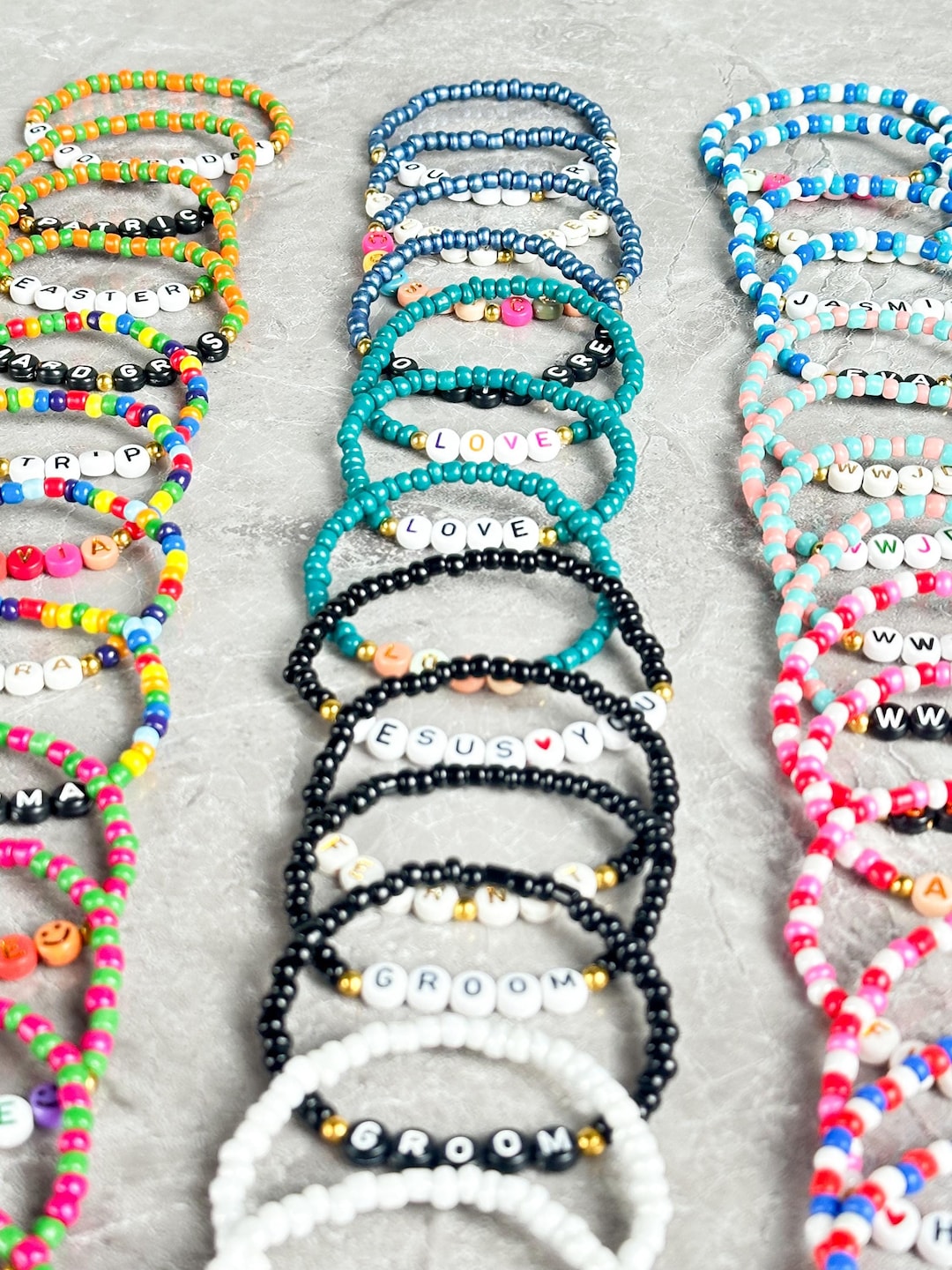 Personalized Beaded Friendship Bracelet: Custom Name, Bulk Order - Etsy