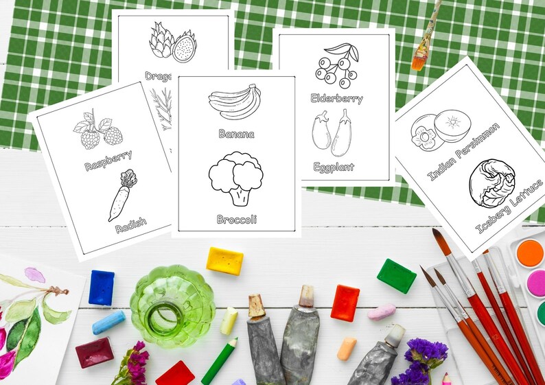 51 Printable Kids Coloring Pages, Animals Coloring Book, Fruits and ...