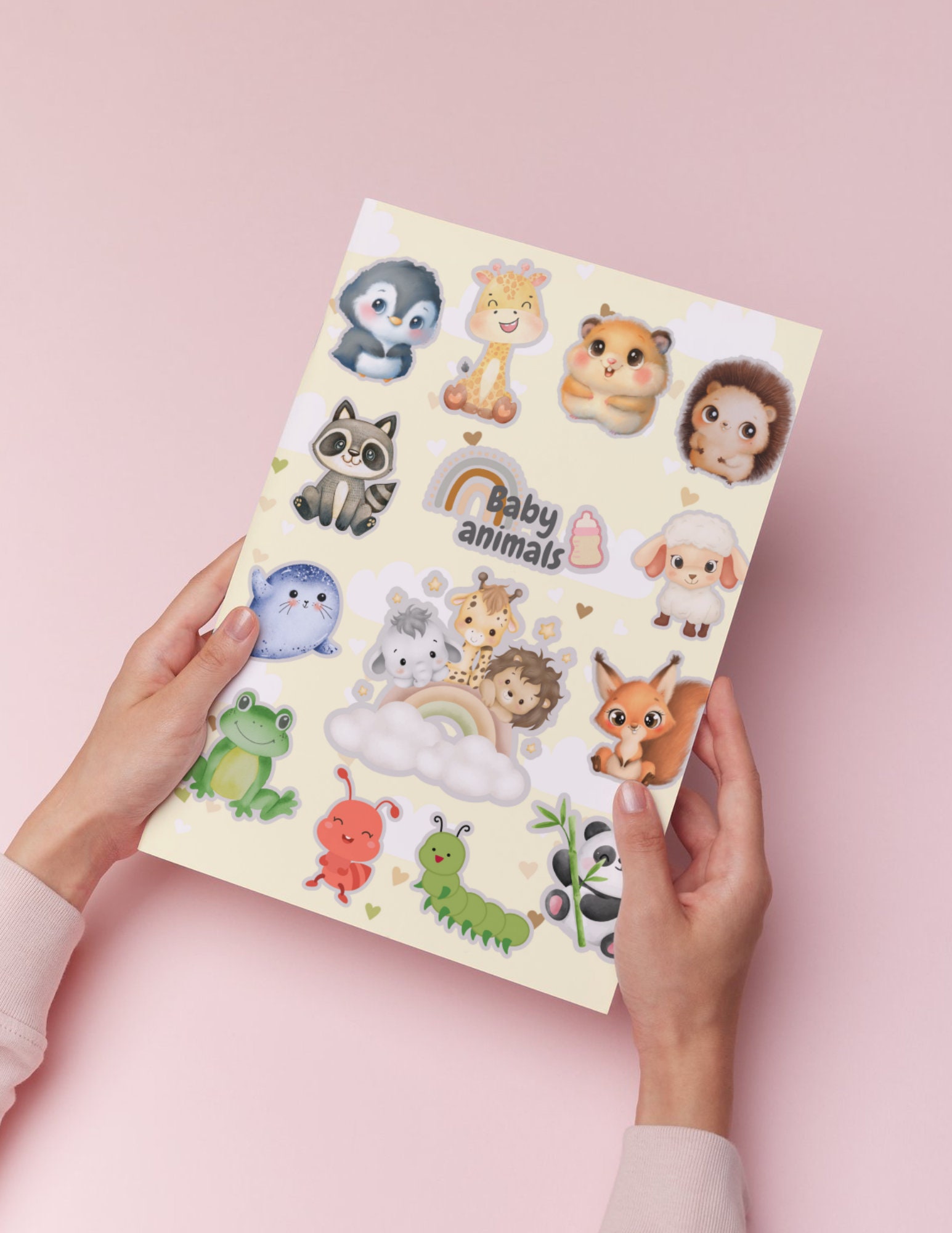 Cute Printable Stickers Png, Cute Baby Animals, Print and Cut Sticker ...