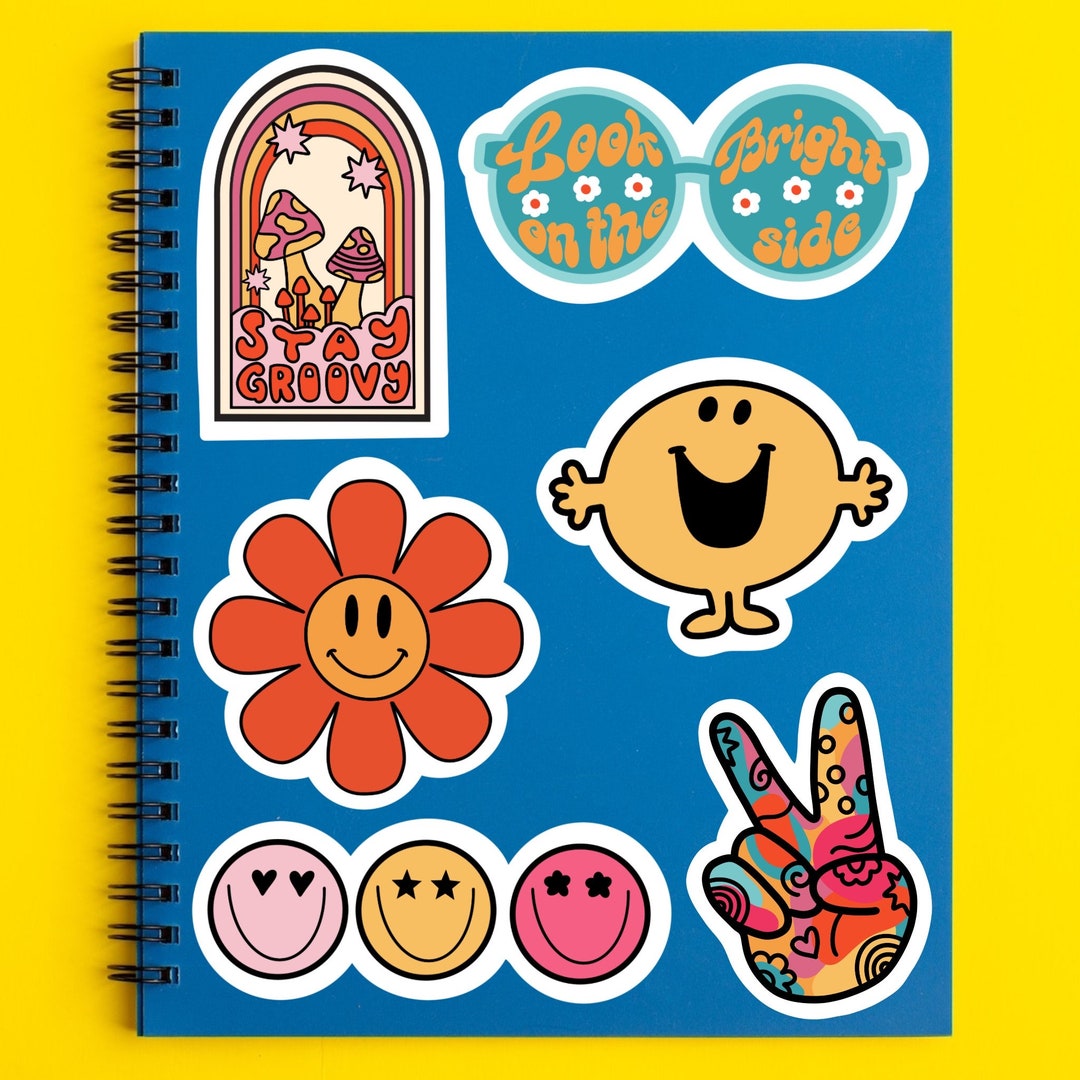 Hippie Boho Vinyl Stickers: Retro Decals for Laptop, Water Bottle - Etsy