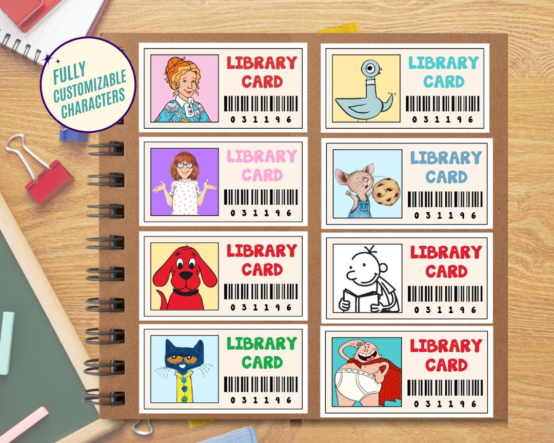 Children's Book Character Library Card Glossy Vinyl Sticker - Etsy