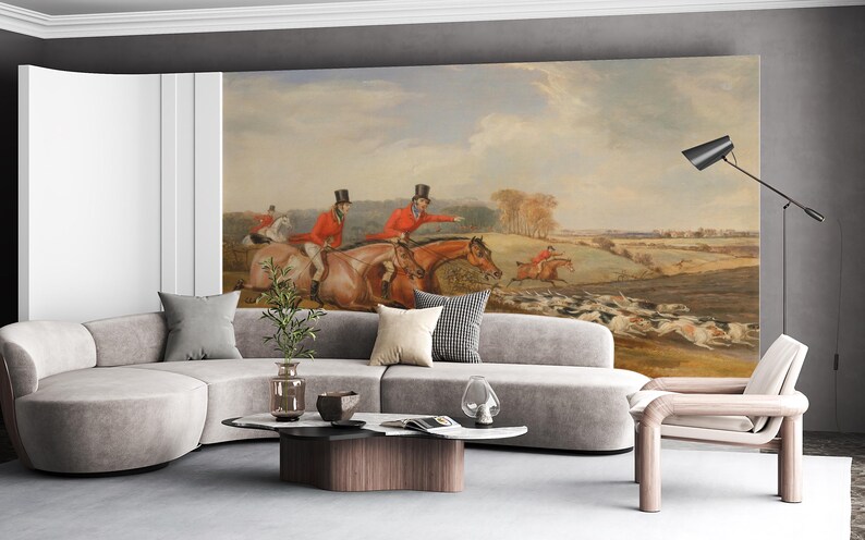 Vintage Fox Hunting Peel and Stick Wallpaper, Equestrian English ...