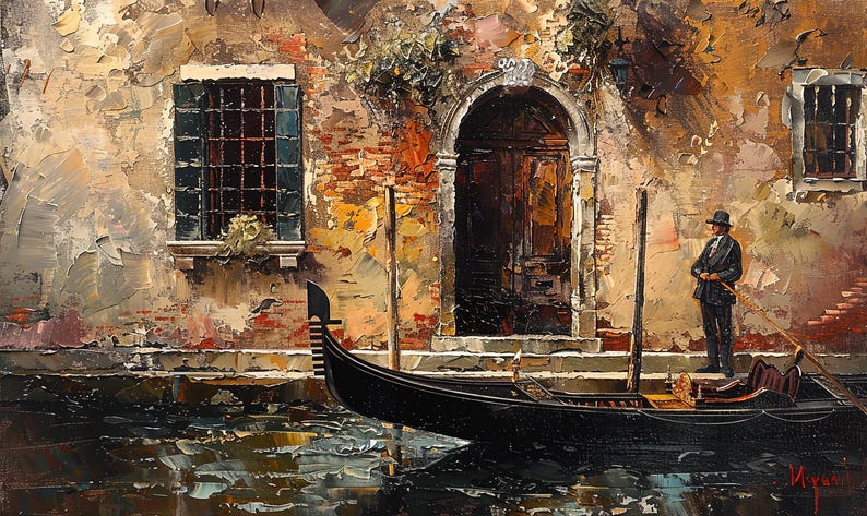 Venice Canal Peel and Stick Wallpaper, Vintage Gondola Wall Mural ...