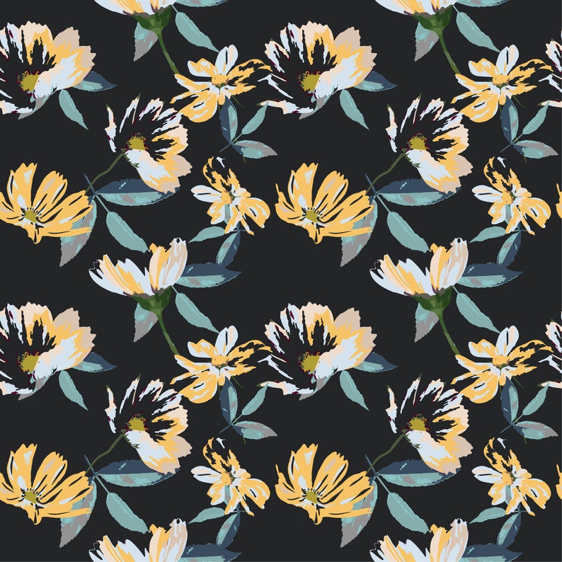 Elegant Yellow Floral Pattern Wallpaper,modern Botanical Wall Decor ...