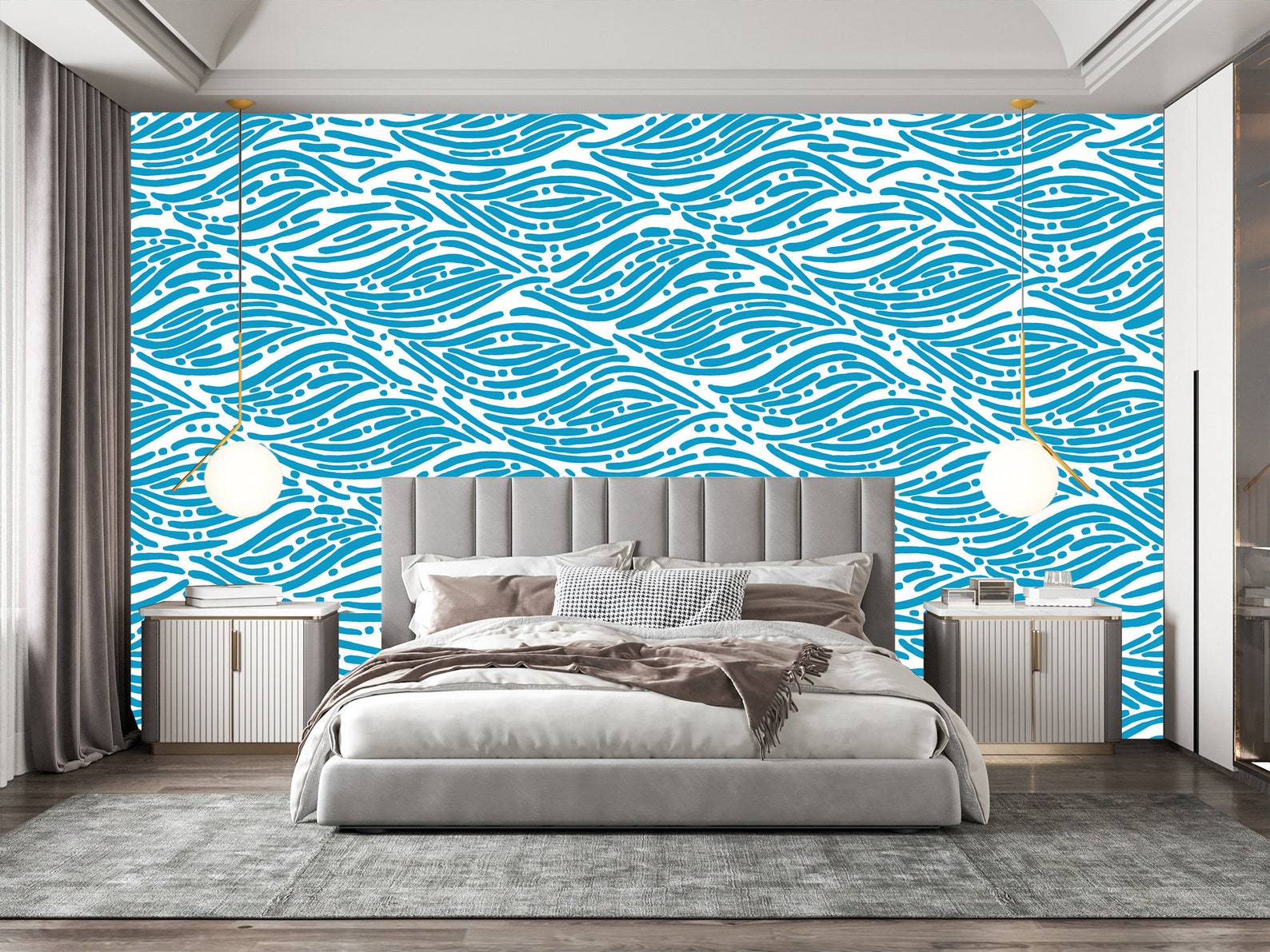 Ocean Wave Pattern Digital Download,blue and White Nautical Design ...