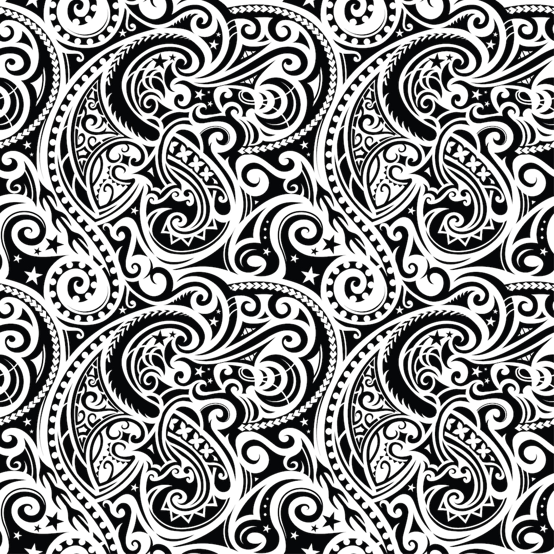 Black-white Swirl Pattern,intricate Paisley Design Fabric,abstract ...