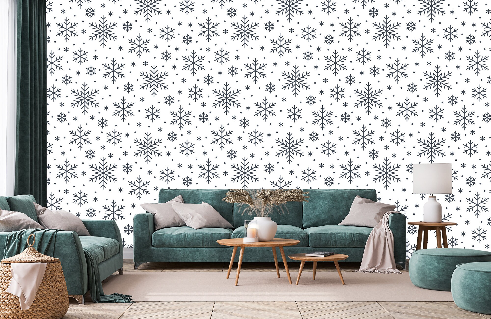 Winter Wonderland Snowflake Pattern Wallpaper,snowflake Print Wallpaper ...