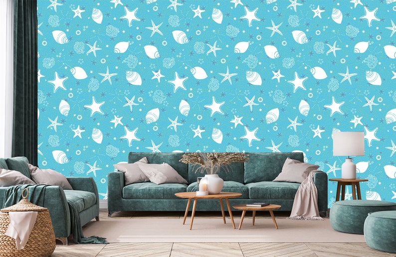 Charming Starfish and Seashell Pattern Wallpaper,coastal Beach Theme ...