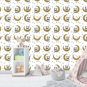 Adorable Panda on Crescent Moon Pattern,cute and Whimsical Seamless ...