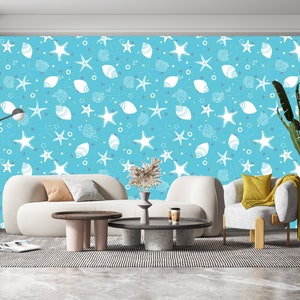 Charming Starfish and Seashell Pattern Wallpaper,coastal Beach Theme ...