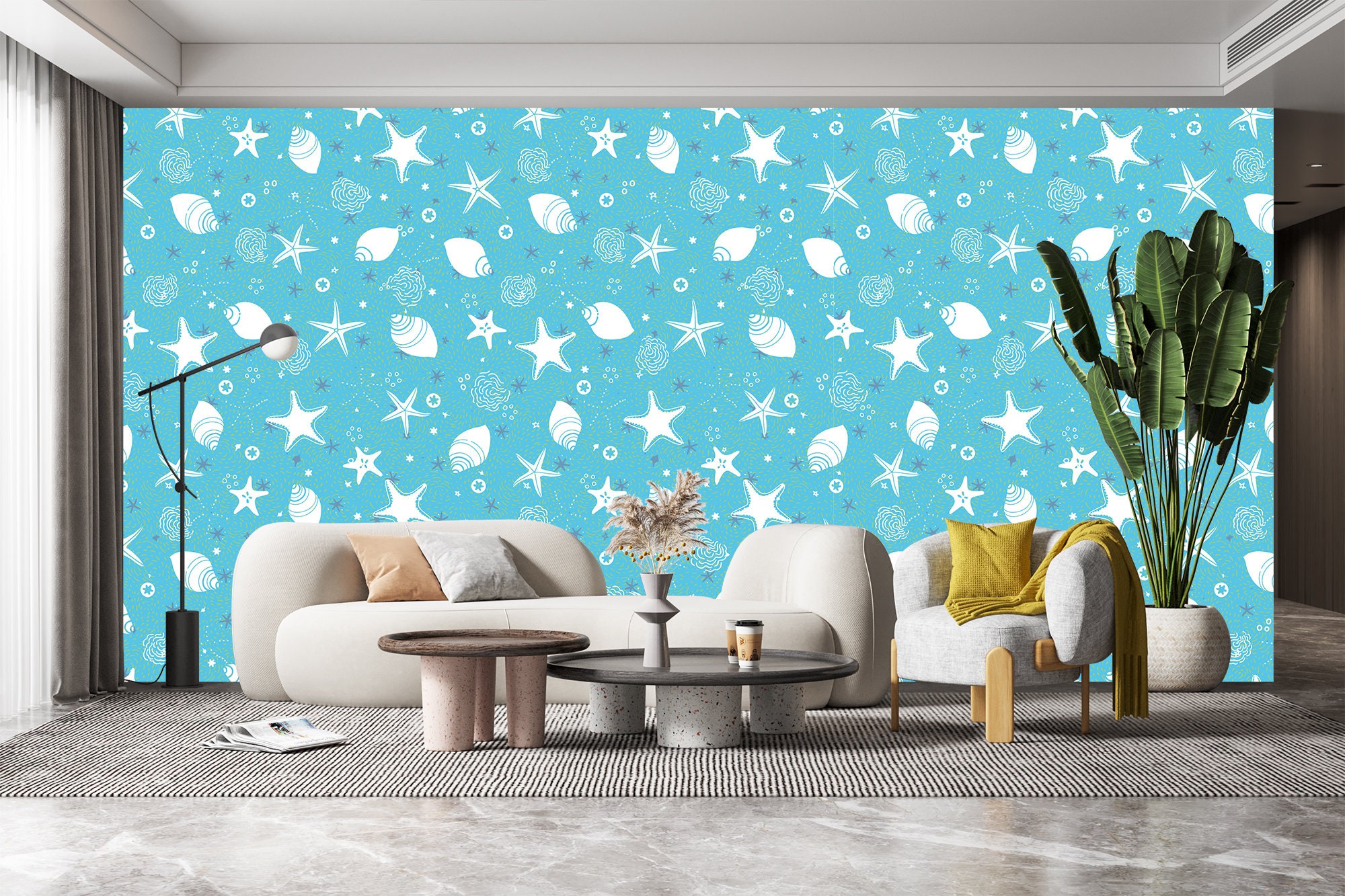 Charming Starfish and Seashell Pattern Wallpaper,coastal Beach Theme ...