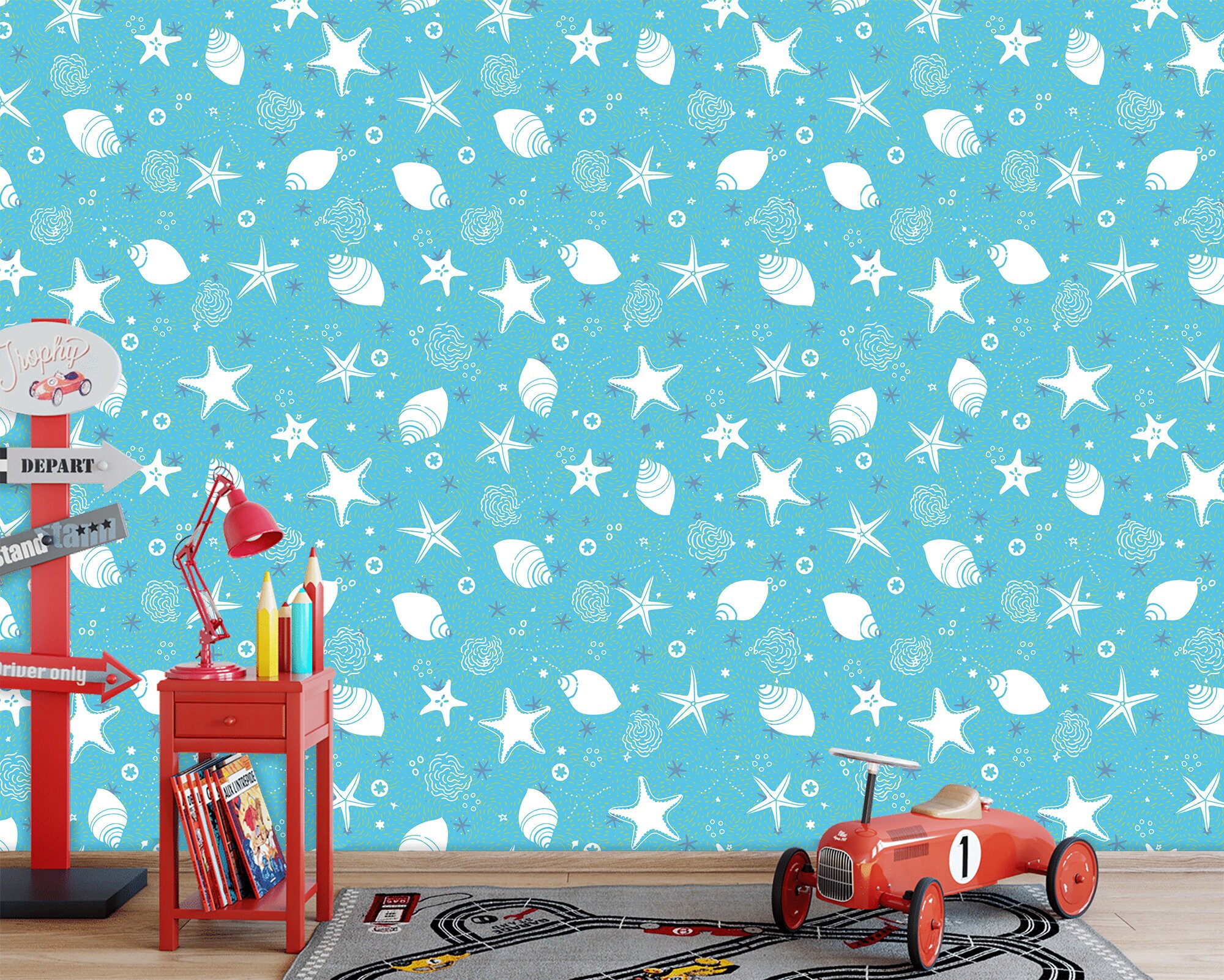 Charming Starfish and Seashell Pattern Wallpaper,coastal Beach Theme ...