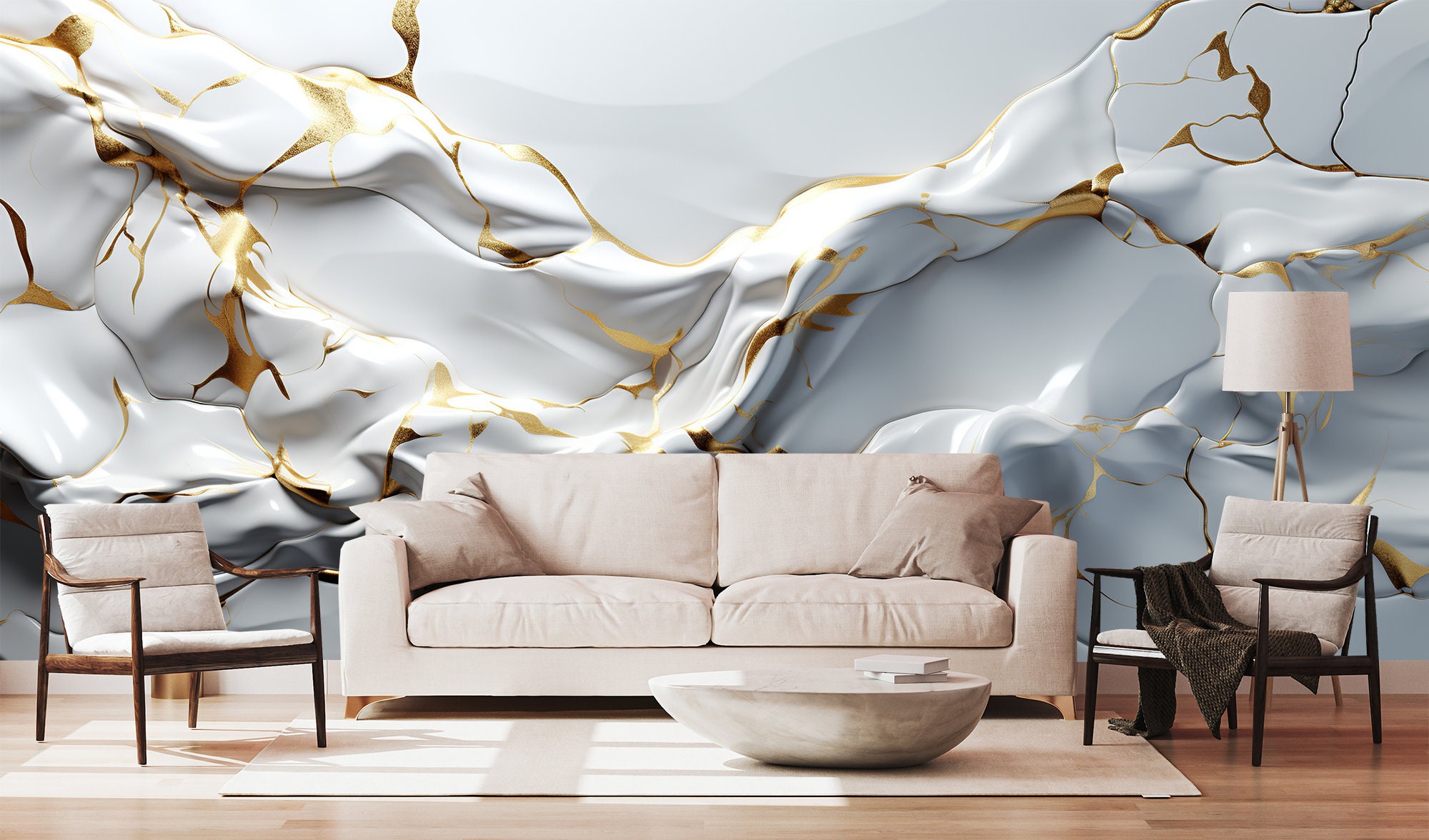 Luxurious Marble Wallpaper Elegant White Gold Marble Texture Design ...