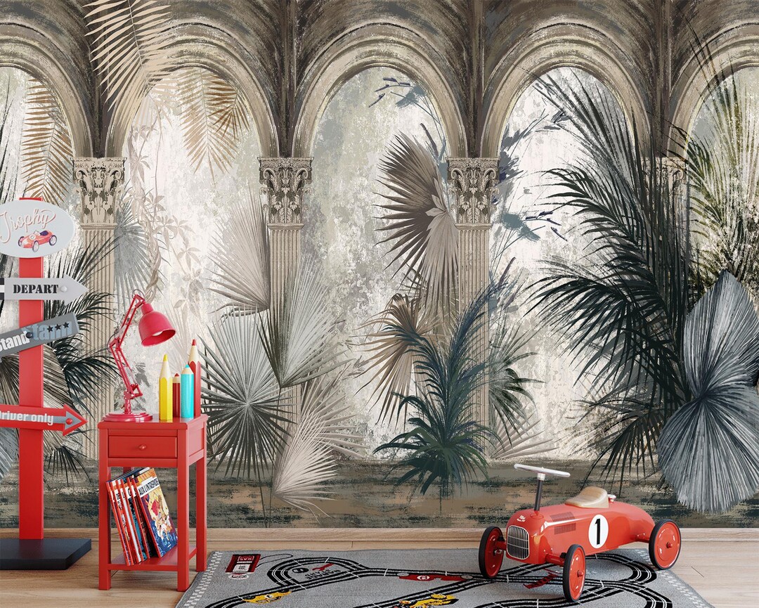 Tropical Palm Archway Mural Wallpaper, Peel and Stick - Etsy