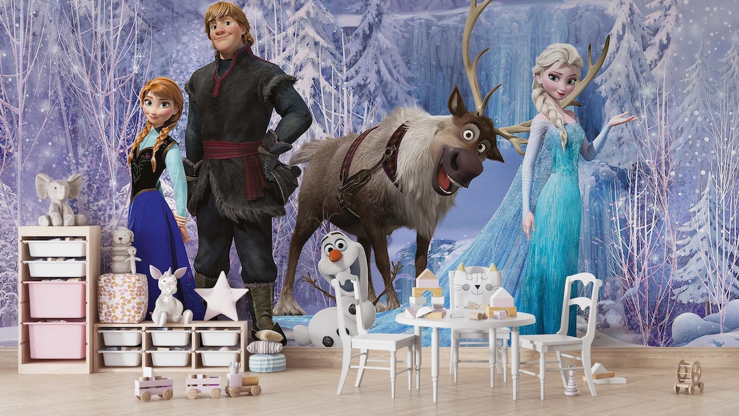 Elsa Ice Princess Wallpaper, Frozen Winter Forest Wall Mural, Peel and ...