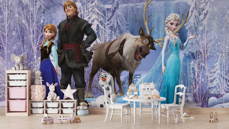 Elsa Ice Princess Wallpaper, Frozen Winter Forest Wall Mural, Peel and ...