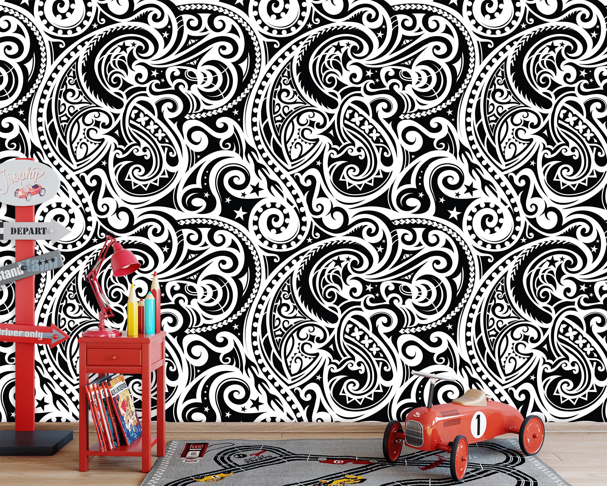 Black-white Swirl Pattern,intricate Paisley Design Fabric,abstract ...