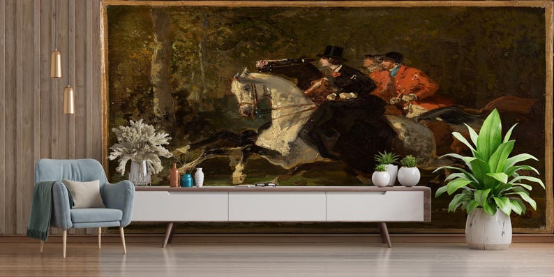 Vintage Hunting Peel and Stick Wallpaper, Classic Country Wall Mural ...