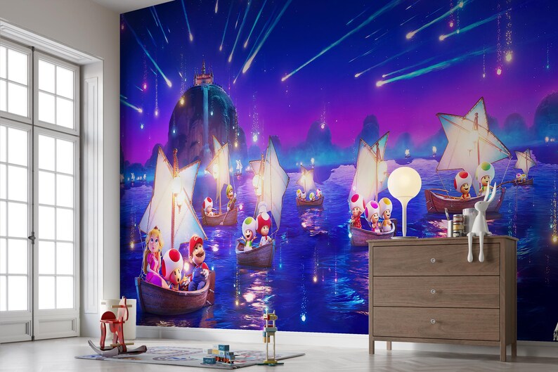 Super Mario Galaxy Boat Scene Peel and Stick Wallpaper Removable Custom ...