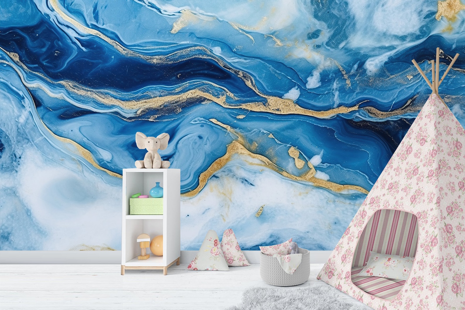 Stunning Blue and Gold Marble Abstract Art A Mesmerizing Oceanic Design ...