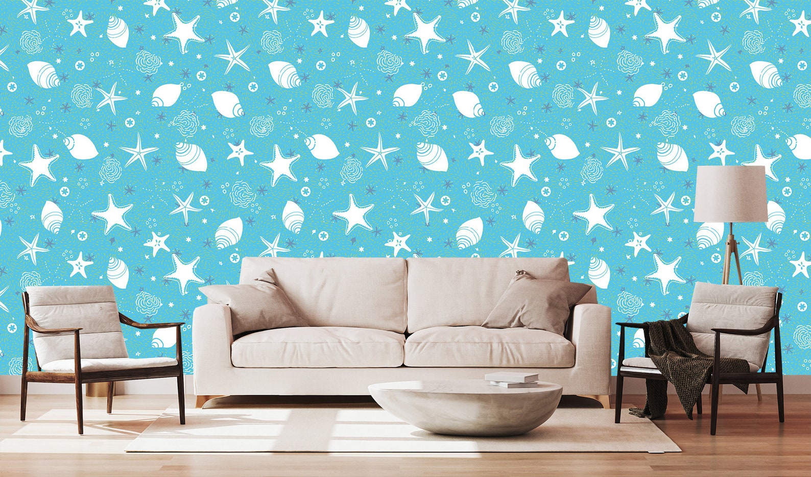Charming Starfish and Seashell Pattern Wallpaper,coastal Beach Theme ...