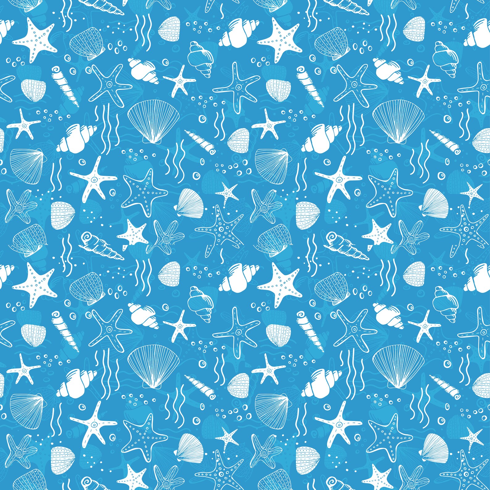 Seashells and Starfish Pattern,ocean Themed Fabric Design - Etsy