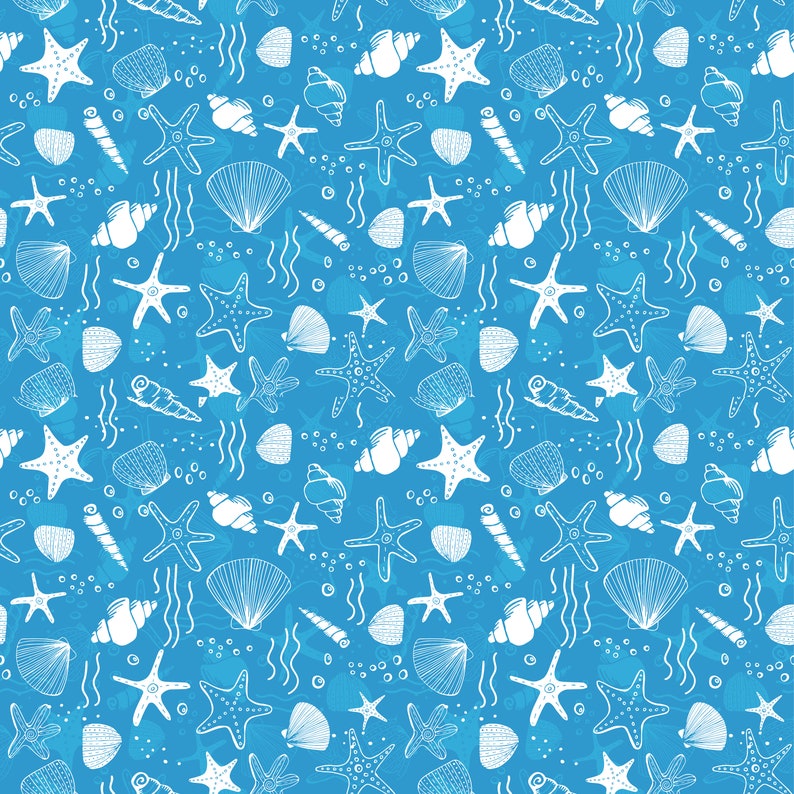 Seashells and Starfish Pattern,ocean Themed Fabric Design - Etsy