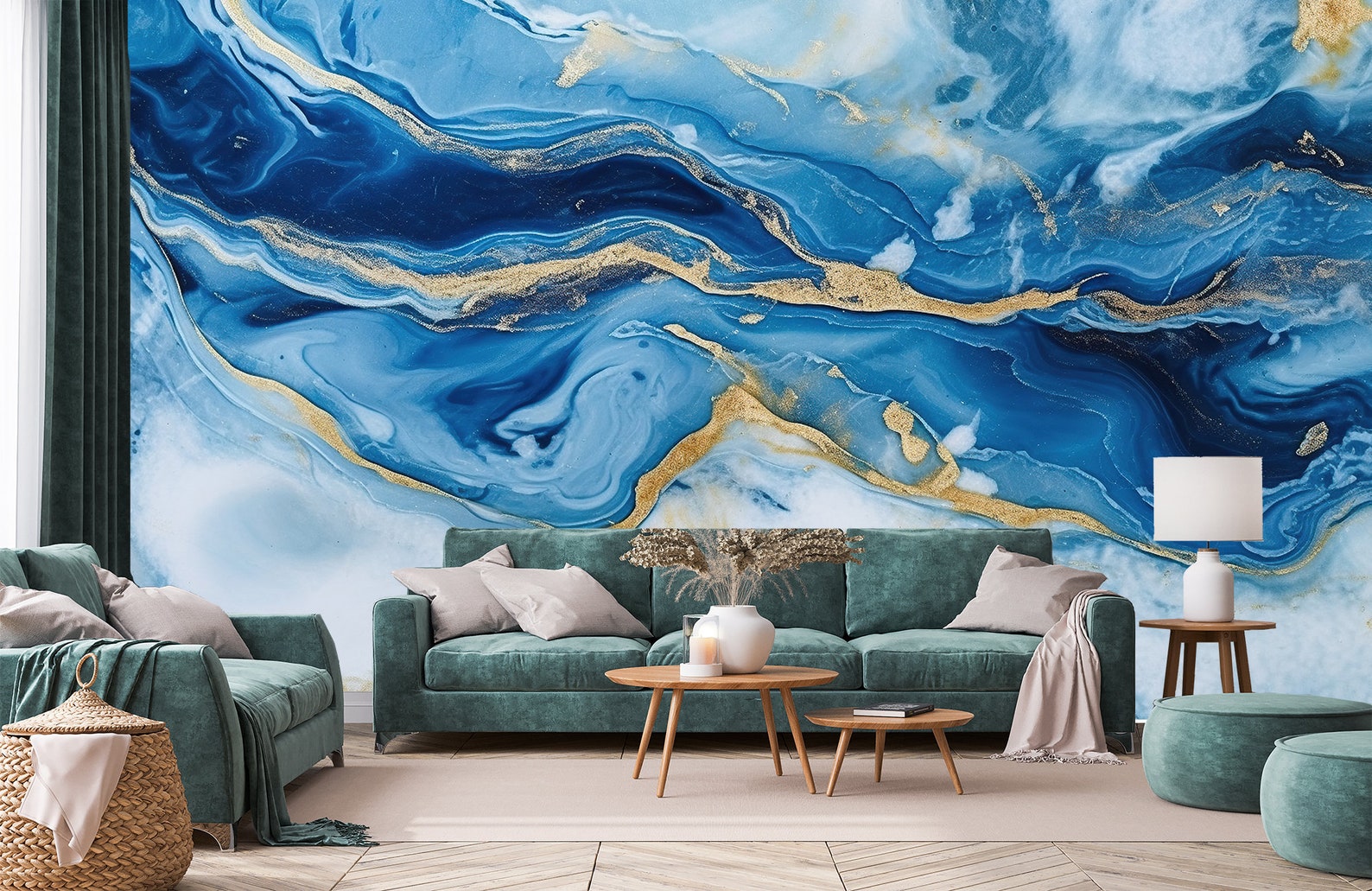 Stunning Blue and Gold Marble Abstract Art A Mesmerizing Oceanic Design ...
