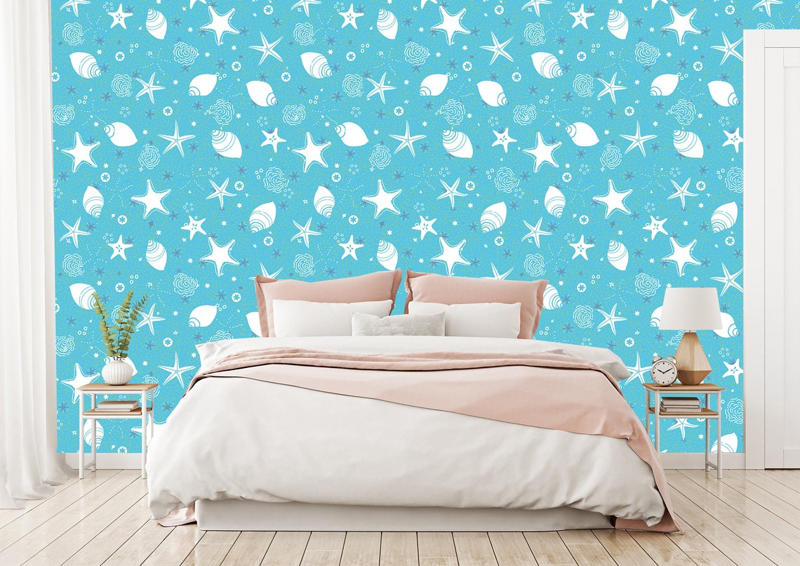 Charming Starfish and Seashell Pattern Wallpaper,coastal Beach Theme ...